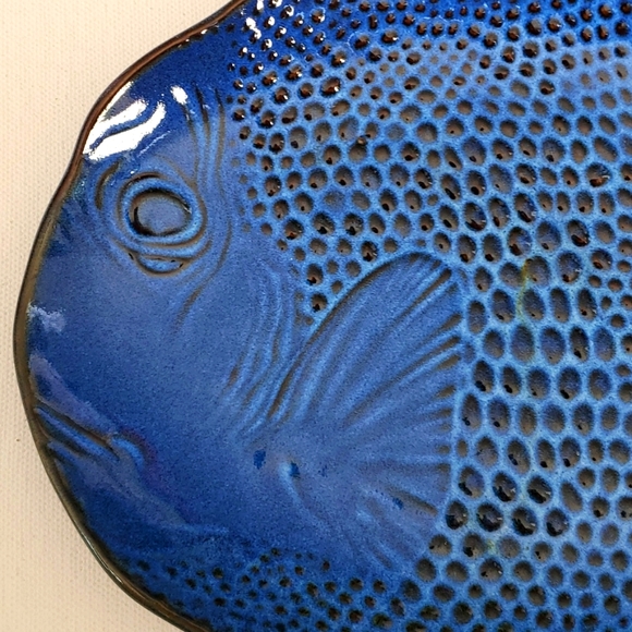 Vintage | Dining | Vintage Blue Azure Ceramic Fish Plateplatter Made In ...